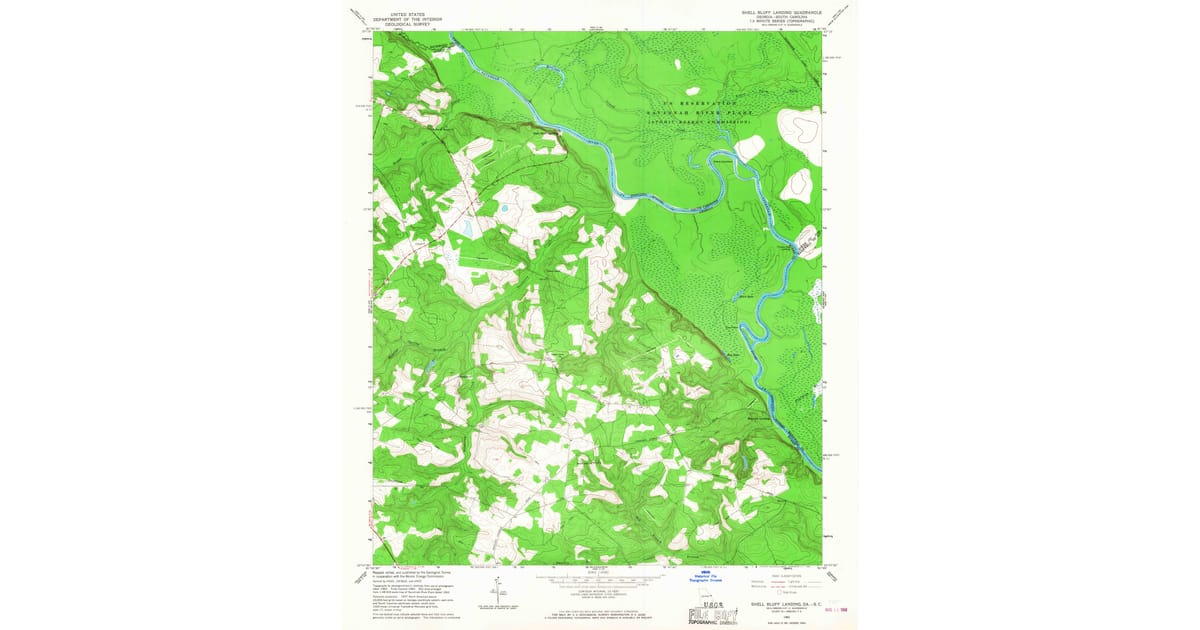 1965 Map of Shell Bluff Landing, Burke County, GA — High-Res | Pastmaps