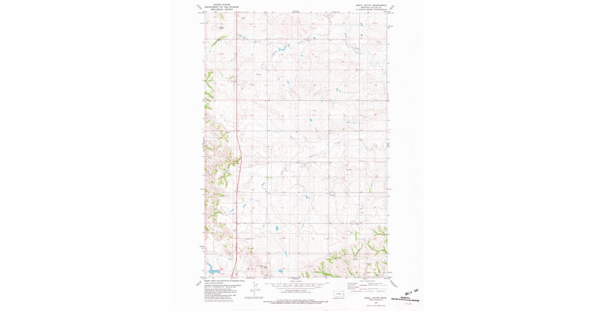 1981 Map of Shell Butte, Fallon County, MT — High-Res | Pastmaps