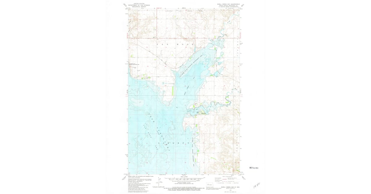 1981 Map of Shell Creek Bay, Mountrail County, ND — High-Res | Pastmaps