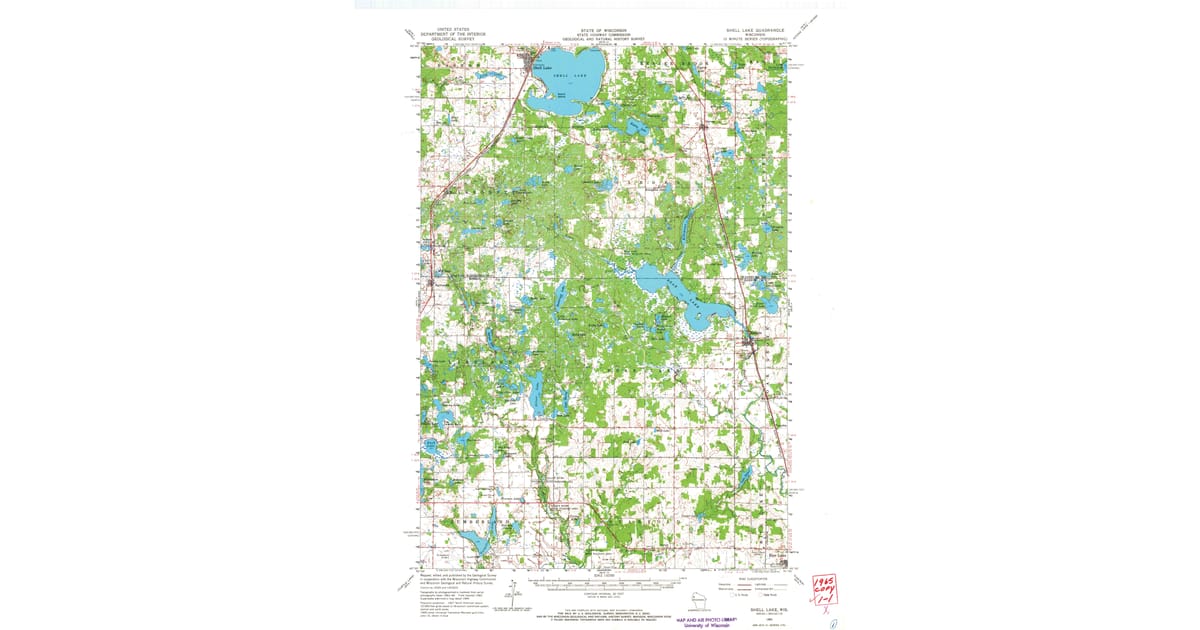 1965 Map of Shell Lake, WI — High-Res | Pastmaps