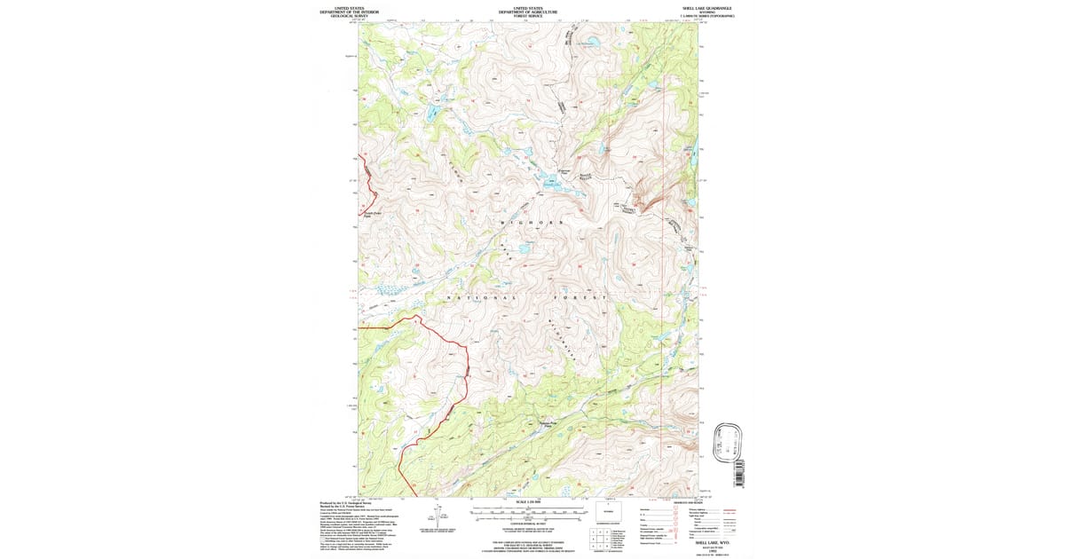 1993 Map of Shell Lake, Big Horn County, WY — High-Res | Pastmaps