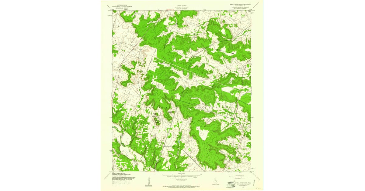 1958 Map of Shell Mountains, Coryell County, TX — High-Res | Pastmaps