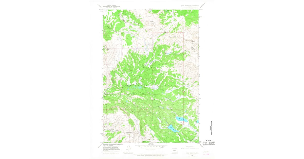 1964 Map of Shell Reservoir, Big Horn County, WY — High-Res | Pastmaps