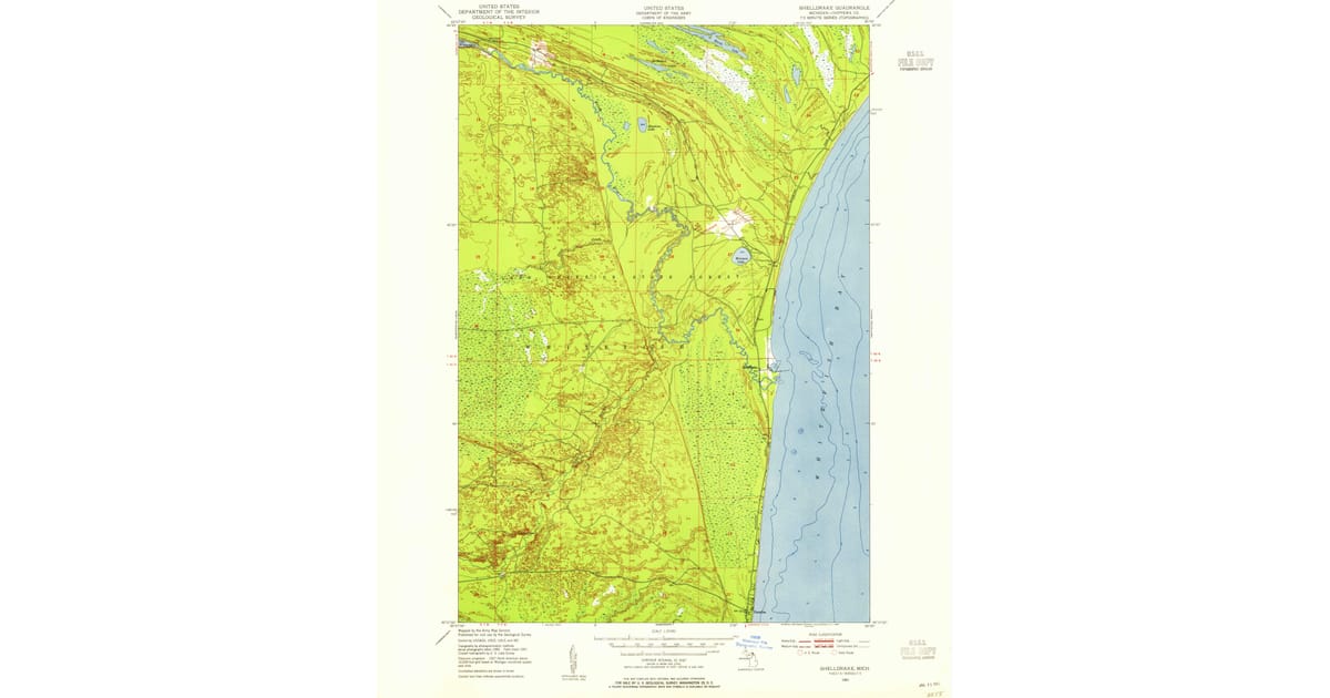1951 Map of Shelldrake, Chippewa County, MI — High-Res | Pastmaps