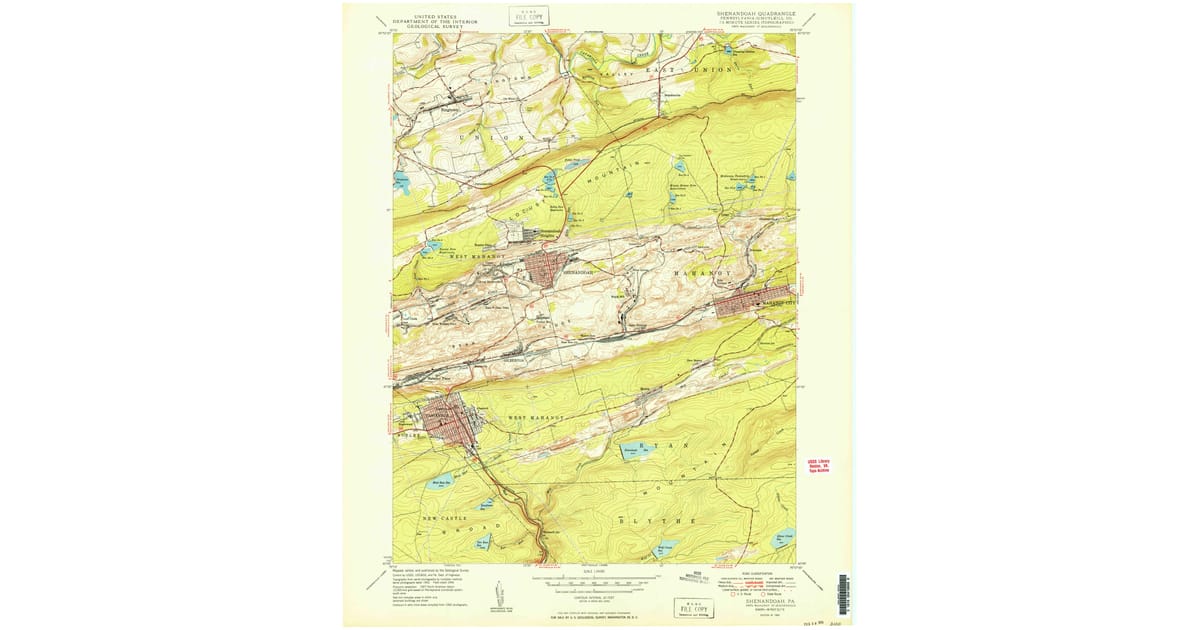 1950 Map of Shenandoah, PA — High-Res, 1950 Print #2 | Pastmaps