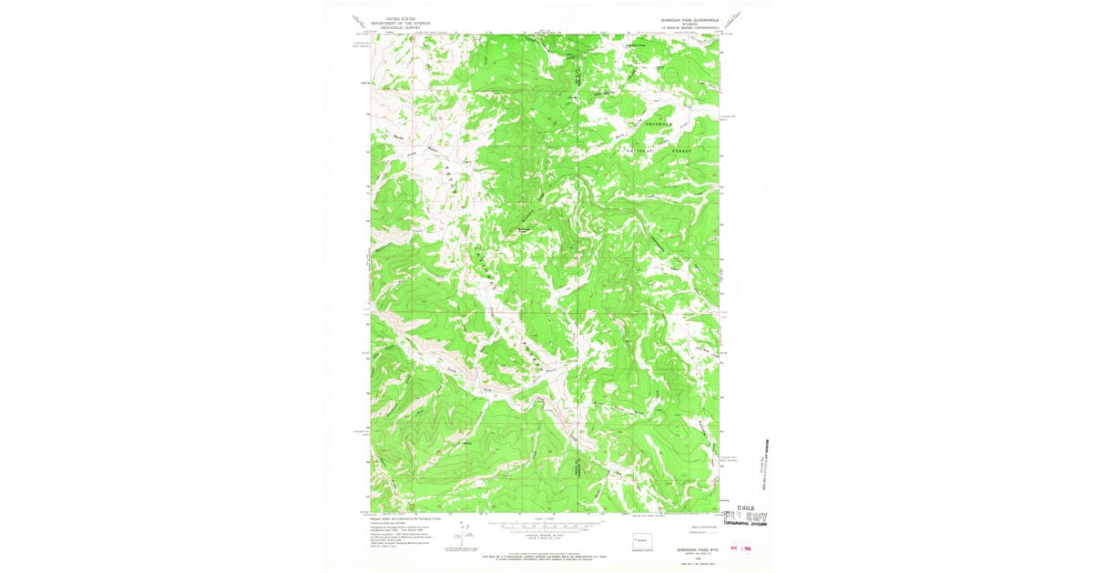 1965 Map of Sheridan Pass, Teton County, WY — High-Res | Pastmaps