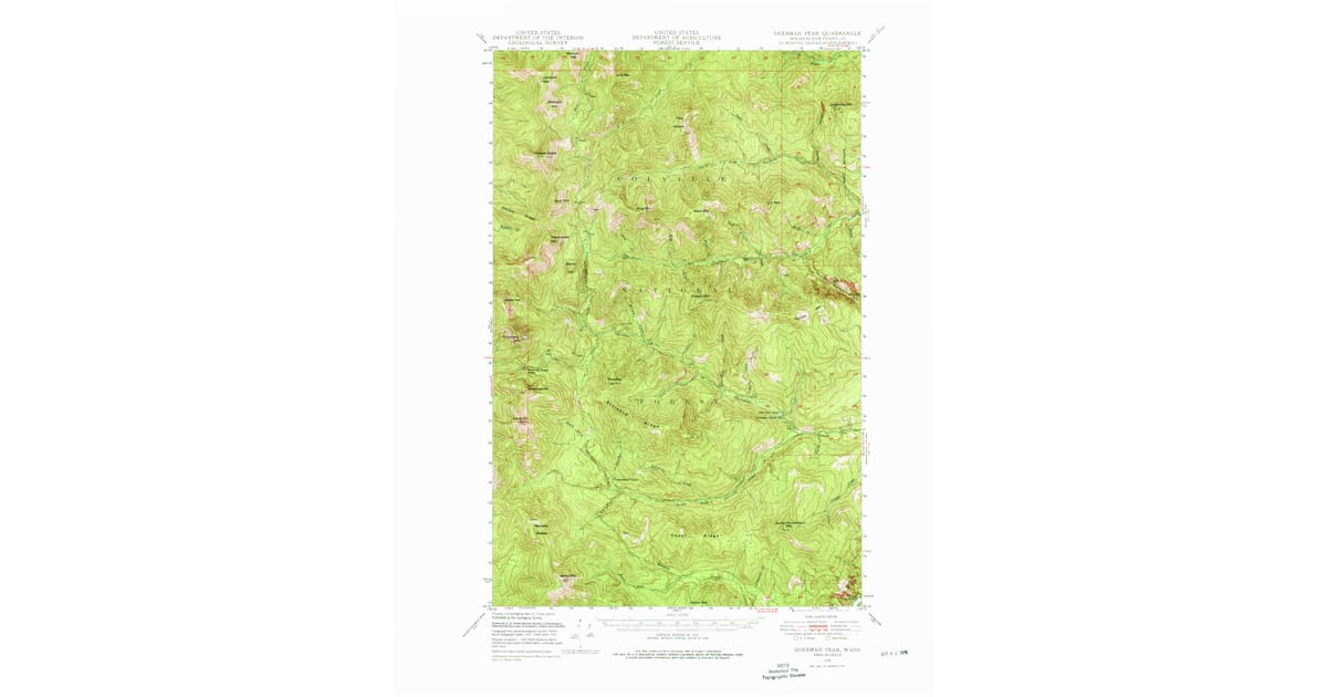 1948 Map of Sherman Peak, Ferry County, WA — High-Res, 1976 Print ...