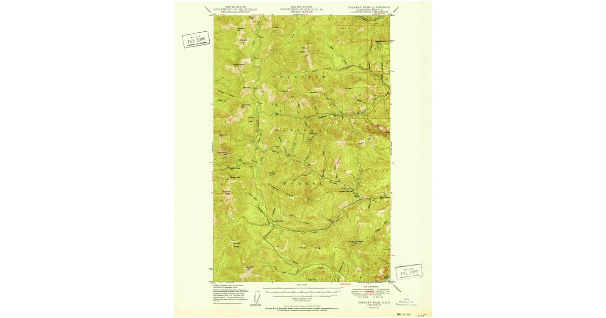1951 Map of Sherman Peak, Ferry County, WA — High-Res, 1951 Print #2 ...