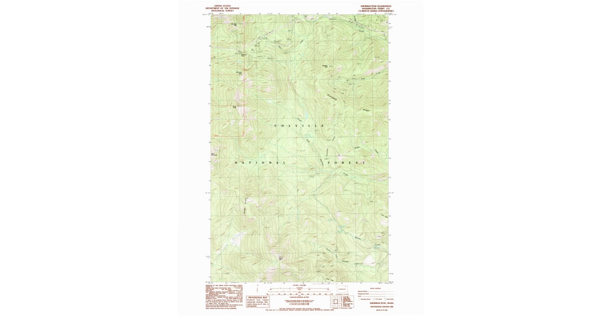 1985 Map of Sherman Peak, Ferry County, WA — High-Res | Pastmaps