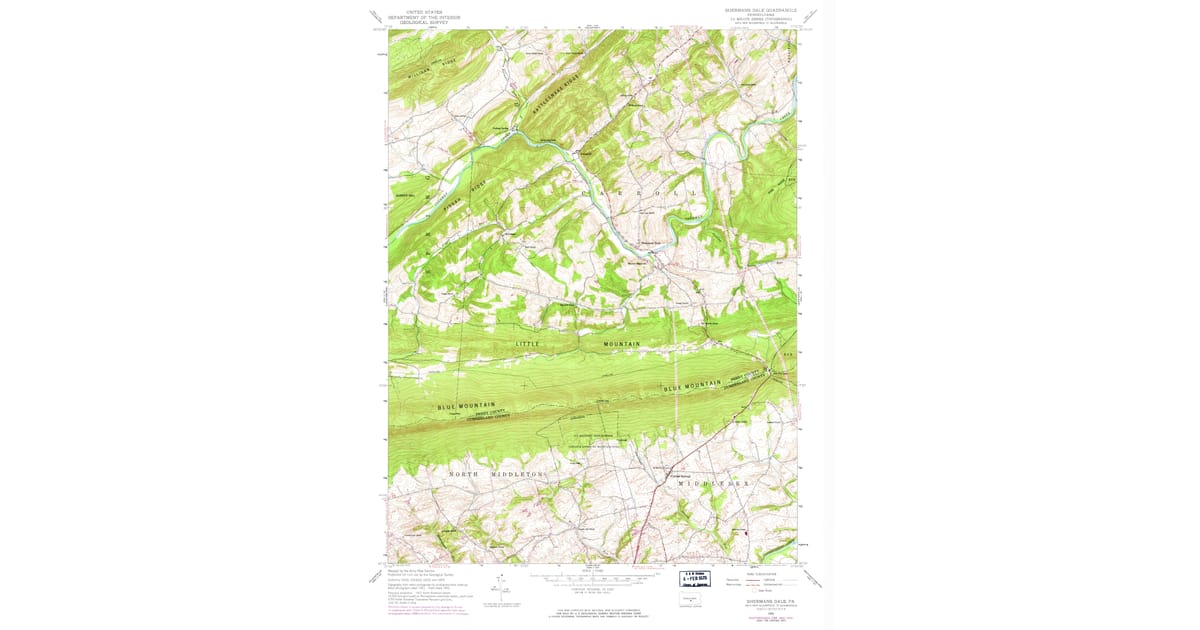 1952 Map of Shermans Dale, Perry County, PA — High-Res, 1975 Print ...