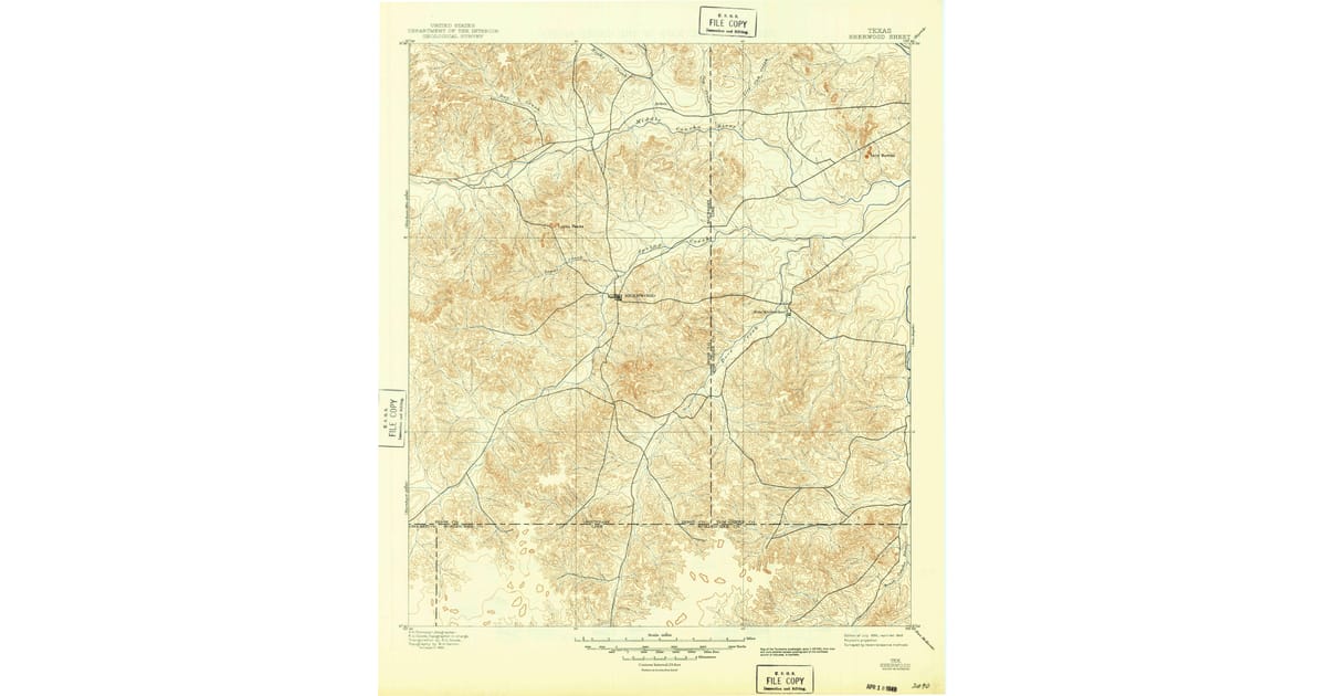 1895 Map of Sherwood, Irion County, TX — High-Res, 1949 Print | Pastmaps
