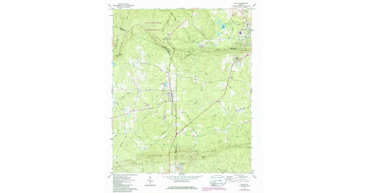 1971 Map of Shiloh, GA — High-Res, 1986 Print | Pastmaps