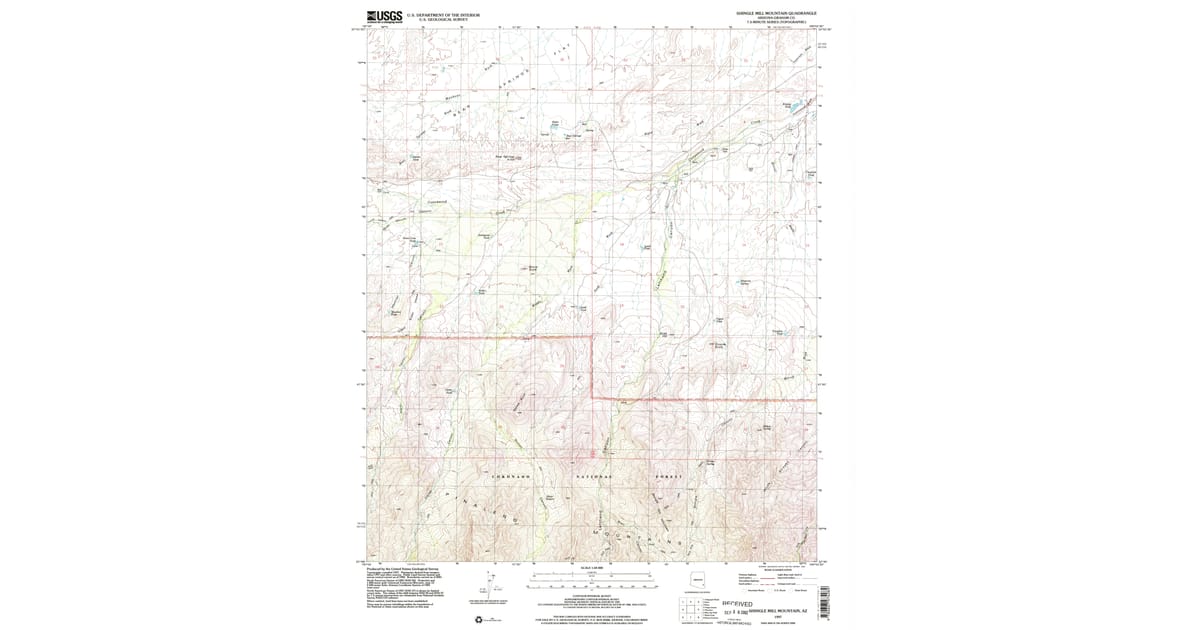1997 Map of Shingle Mill Mountain, Graham County, AZ — High-Res | Pastmaps