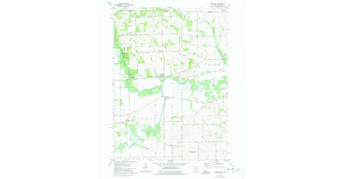 1971 Map of Shirland, Winnebago County, IL — High-Res, 1977 Print ...