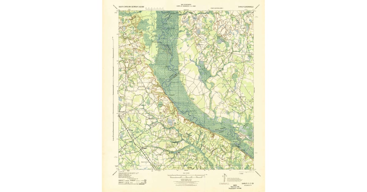 1943 Map of Shirley, Hampton County, SC — High-Res | Pastmaps