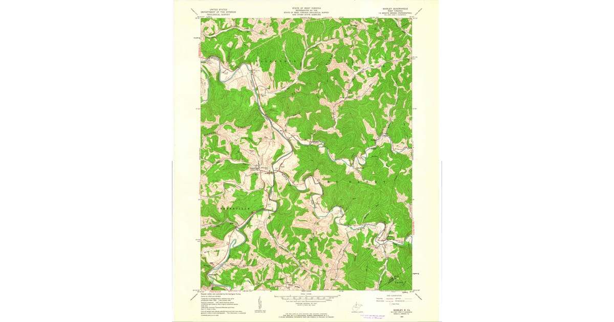 1961 Map of Shirley, Tyler County, WV — High-Res | Pastmaps