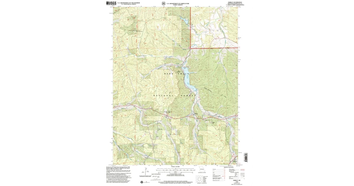 1999 Map of Shirley, Washington County, MO — High-Res | Pastmaps