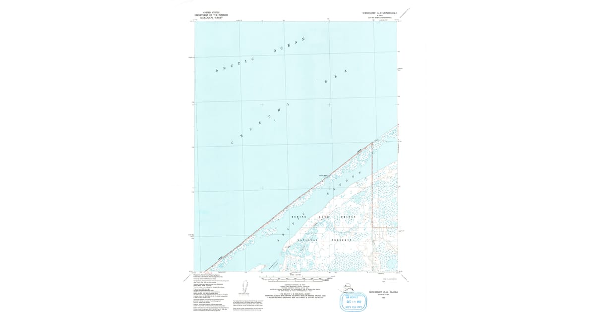 1950 Map of Shishmaref A-4, Nome Borough, AK — High-Res, 1992 Print ...