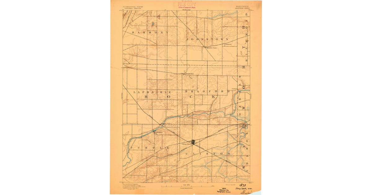 1893 Map of Shopiere, WI — High-Res | Pastmaps