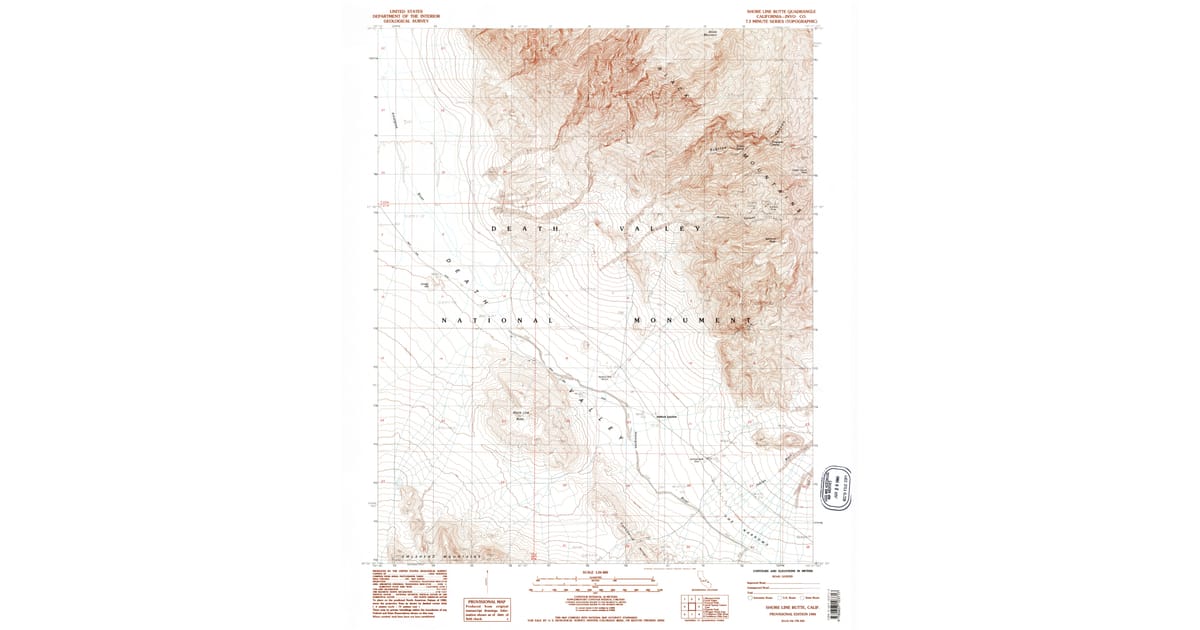 1984 Map of Shore Line Butte, Inyo County, CA — High-Res | Pastmaps