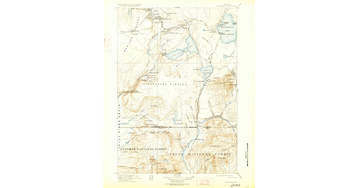 1911 Map of Shoshone, Teton County, WY — High-Res, 1927 Print | Pastmaps