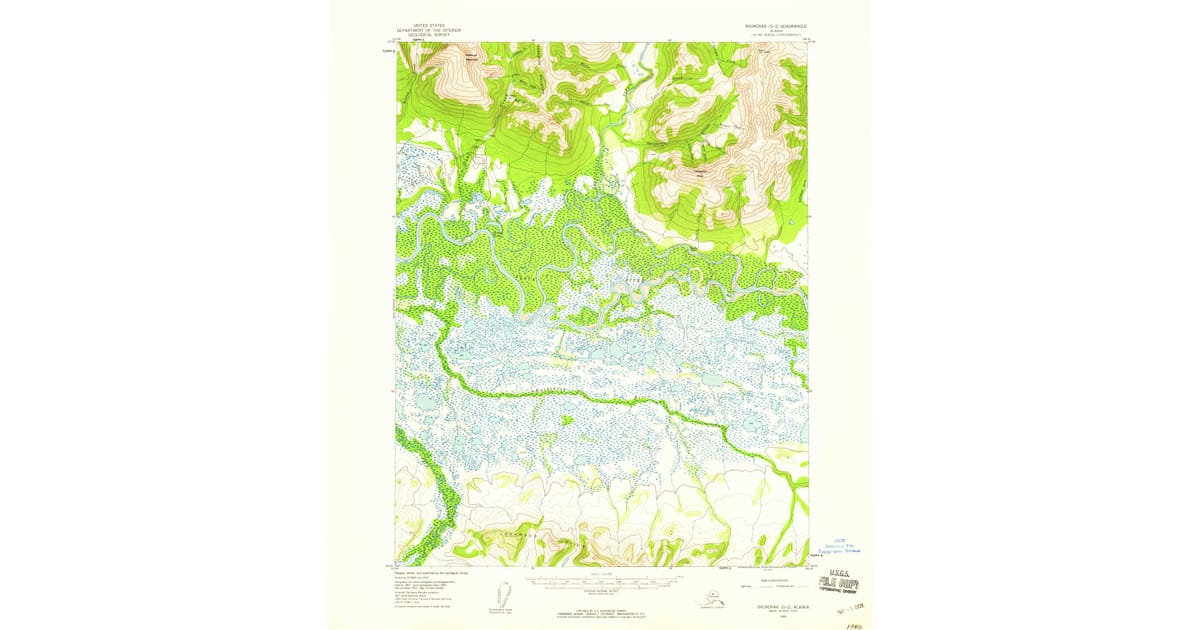 1955 Map of Shungnak D-2, Northwest Arctic Borough, AK — High-Res ...