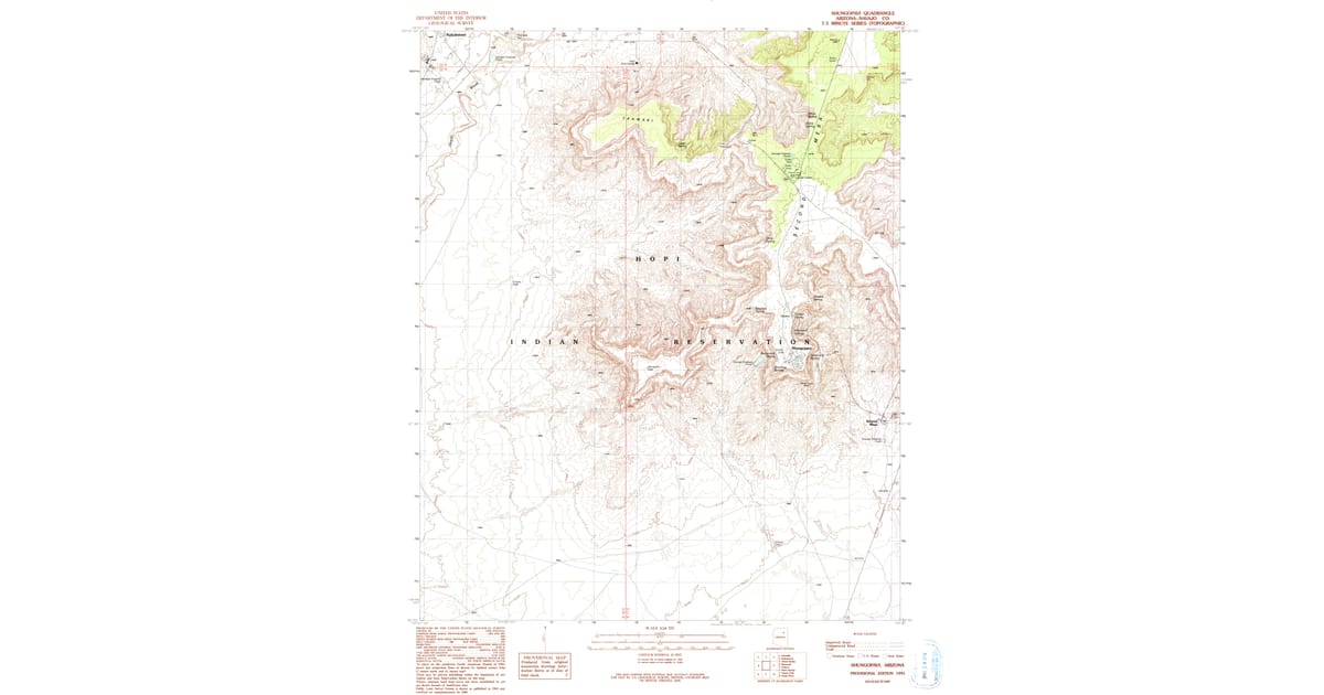1991 Map of Shungopavi, Navajo County, AZ — High-Res | Pastmaps