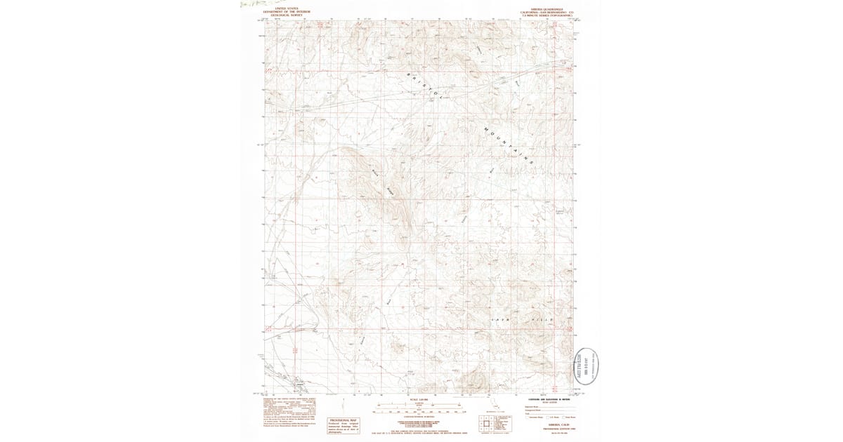 1985 Map of Siberia, San Bernardino County, CA — High-Res | Pastmaps
