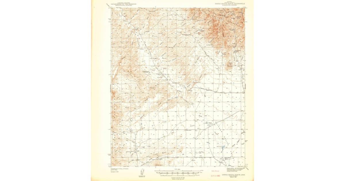 1942 Map of Sierra Bonita Ranch, Graham County, AZ — High-Res | Pastmaps