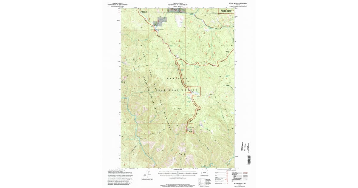 1995 Map of Silver Butte, Grant County, OR — High-Res | Pastmaps