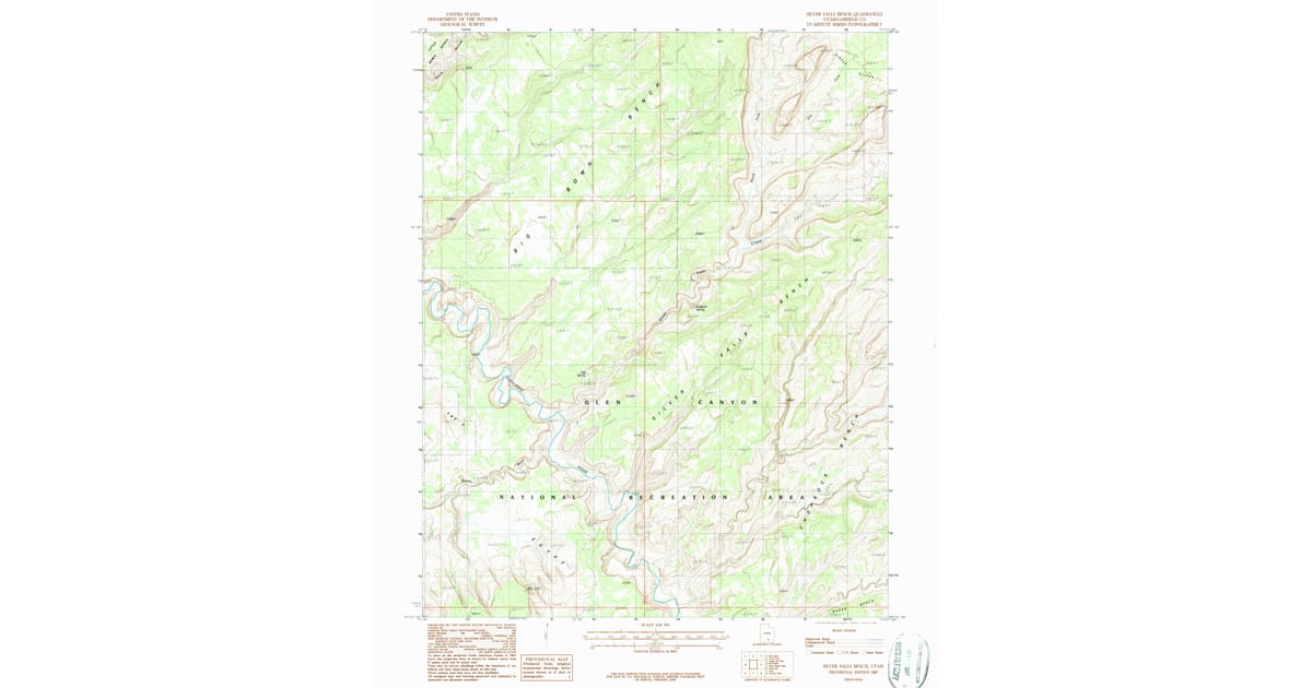 1987 Map of Silver Falls Bench, Garfield County, UT — High-Res | Pastmaps