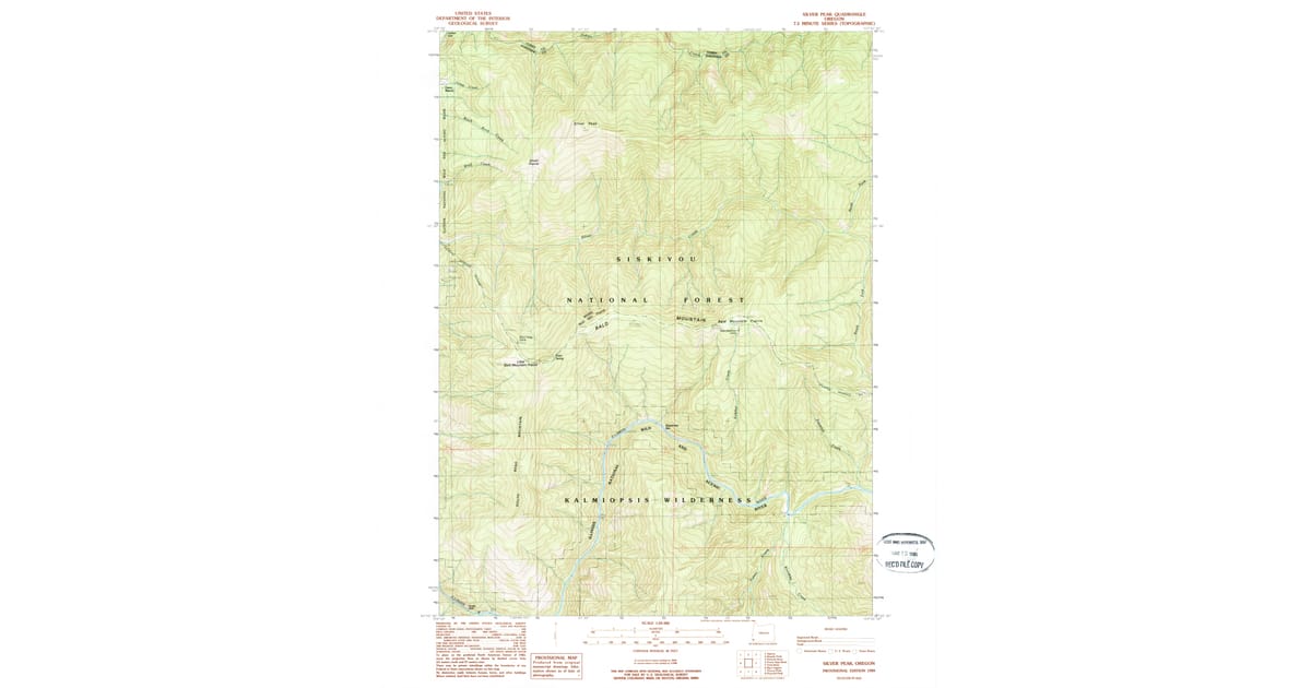 1989 Map of Silver Peak, Josephine County, OR — High-Res | Pastmaps