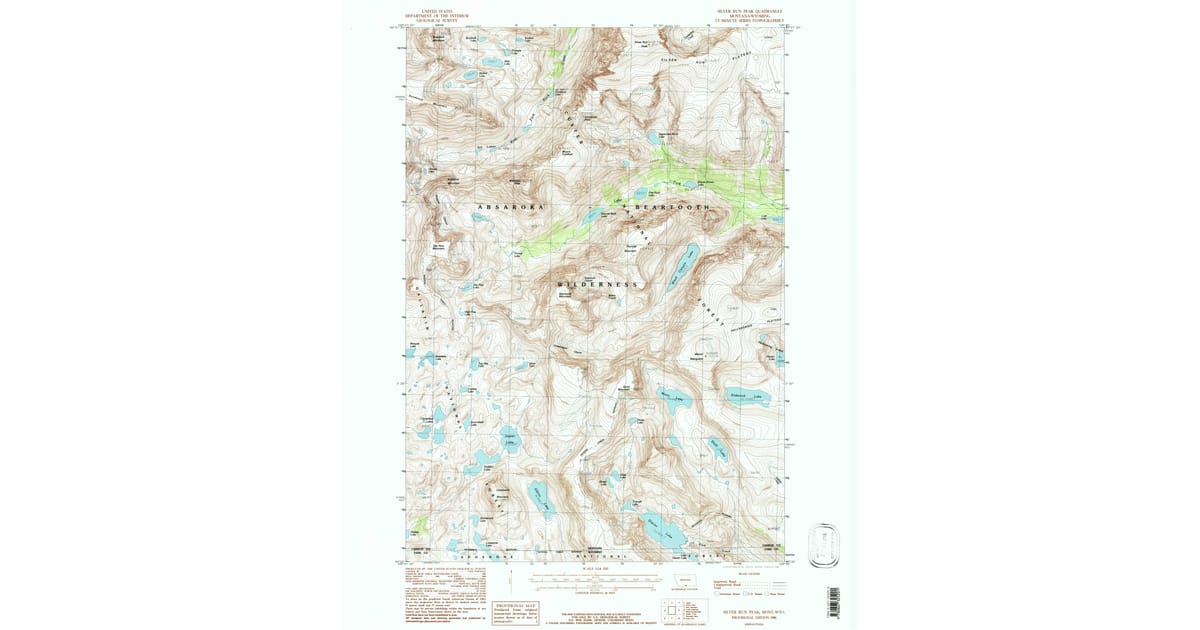 1986 Map of Silver Run Peak, Carbon County, MT — High-Res | Pastmaps