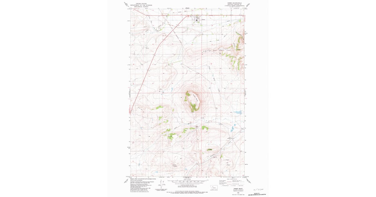 1983 Map of Simms, MT — High-Res | Pastmaps