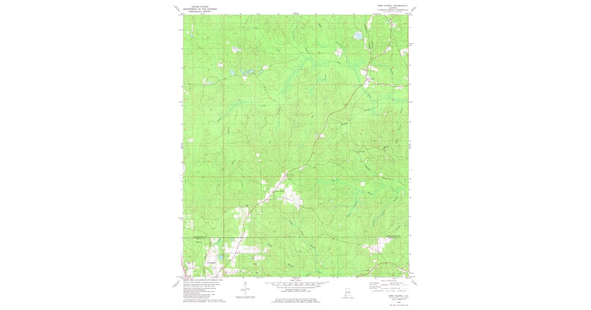 1982 Map of Sims Chapel, AL — High-Res | Pastmaps