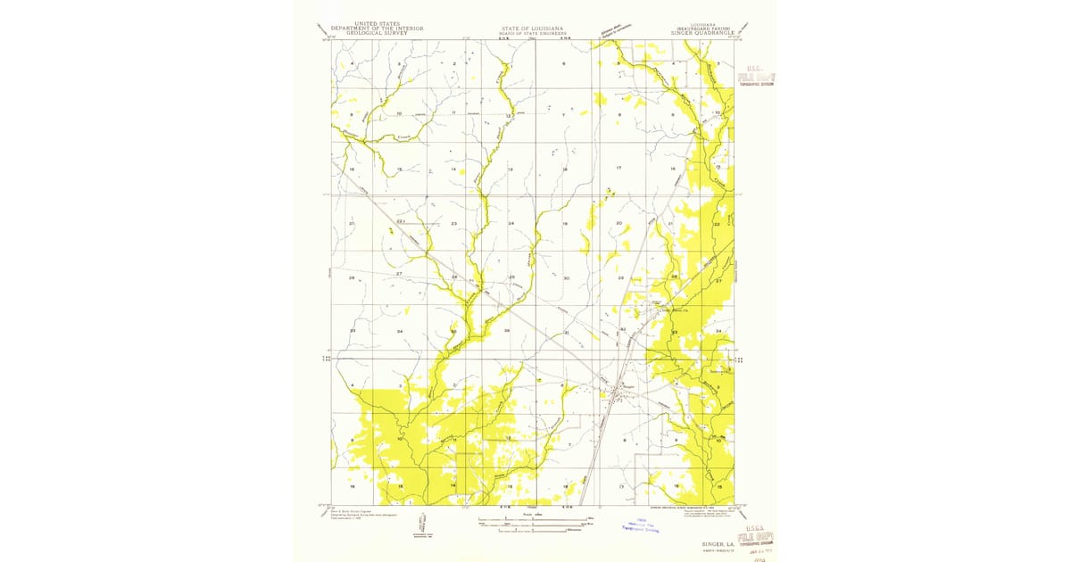 1954 Map of Singer, LA — High-Res | Pastmaps