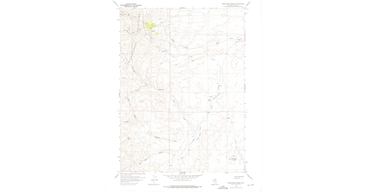 1958 Map of Singletree Creek, Elko County, NV — High-Res, 1976 Print ...