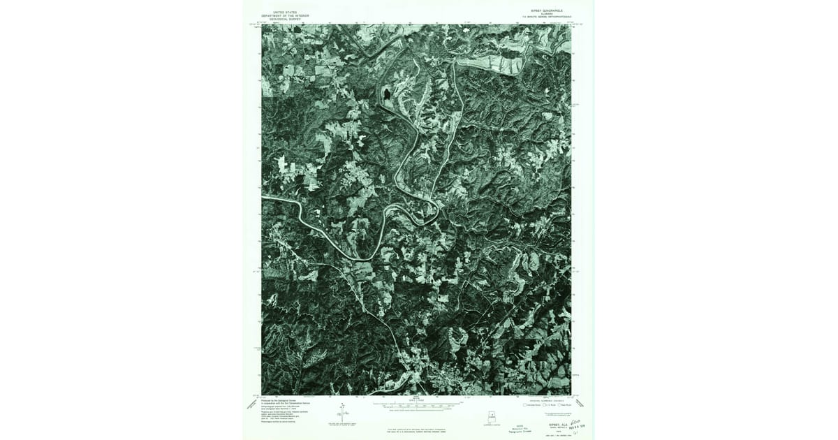 1975 Map of Sipsey, AL — High-Res | Pastmaps