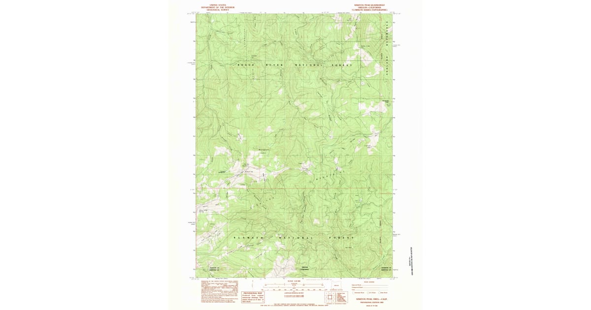 1983 Map of Siskiyou Peak, Jackson County, OR — High-Res | Pastmaps