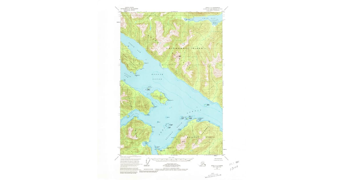 1951 Map of Sitka C-5, Sitka Borough, AK — High-Res, 1981 Print | Pastmaps