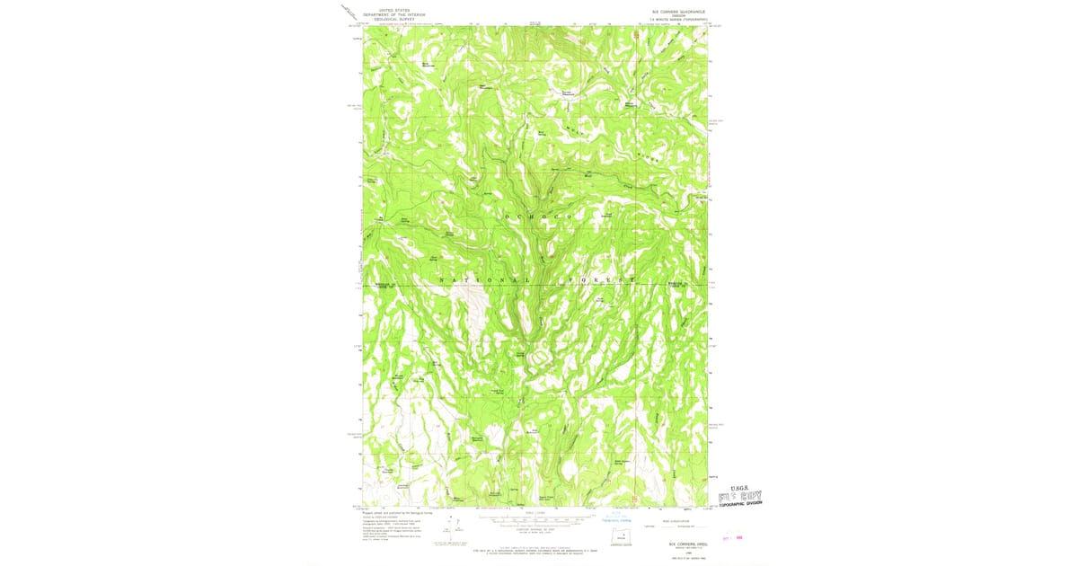 1966 Map of Six Corners, Wheeler County, OR — High-Res | Pastmaps