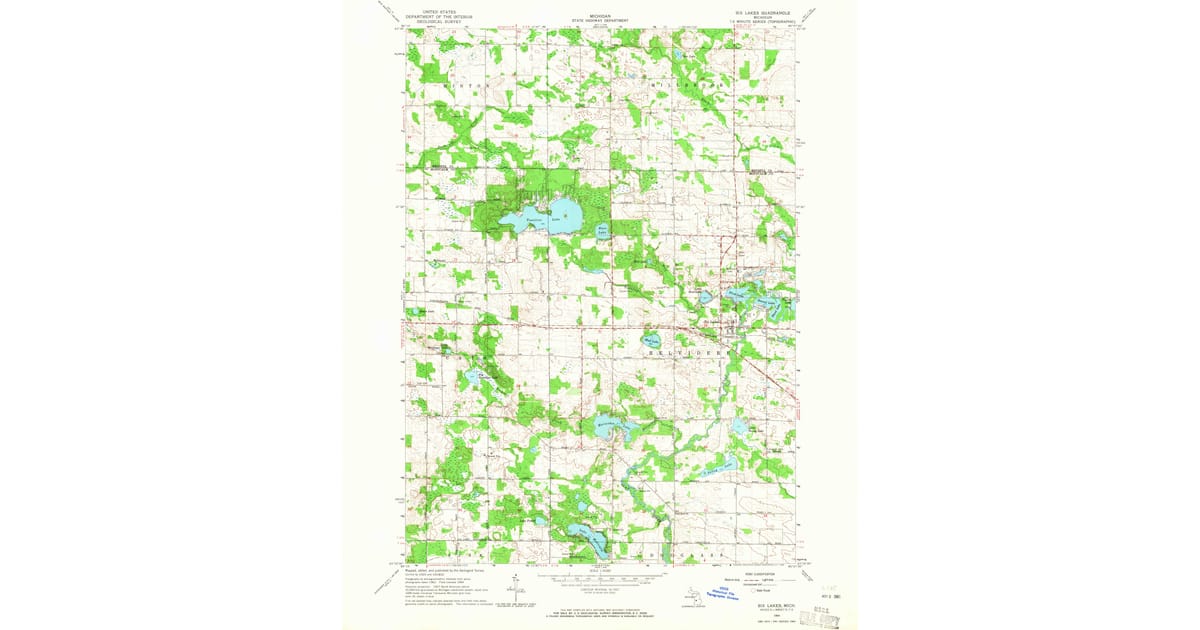1964 Map of Six Lakes, Montcalm County, MI — High-Res | Pastmaps