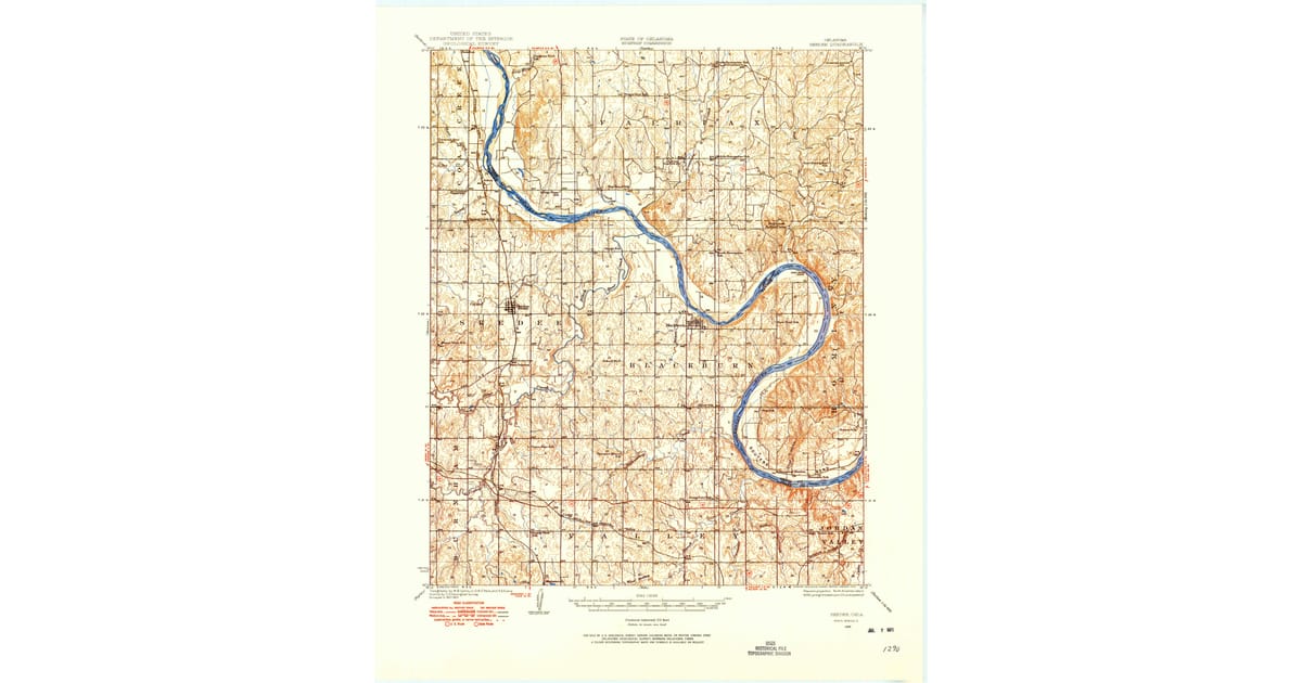1929 Map of Skedee, OK — High-Res | Pastmaps