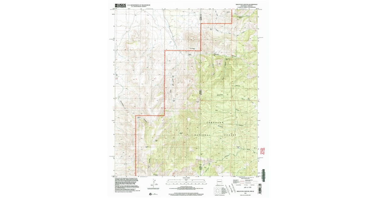 1997 Map of Skeleton Canyon, Hidalgo County, NM — High-Res | Pastmaps
