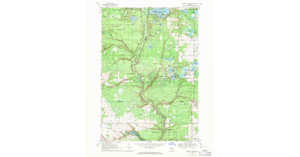 1968 Map of Skidway Lake, MI — High-Res | Pastmaps