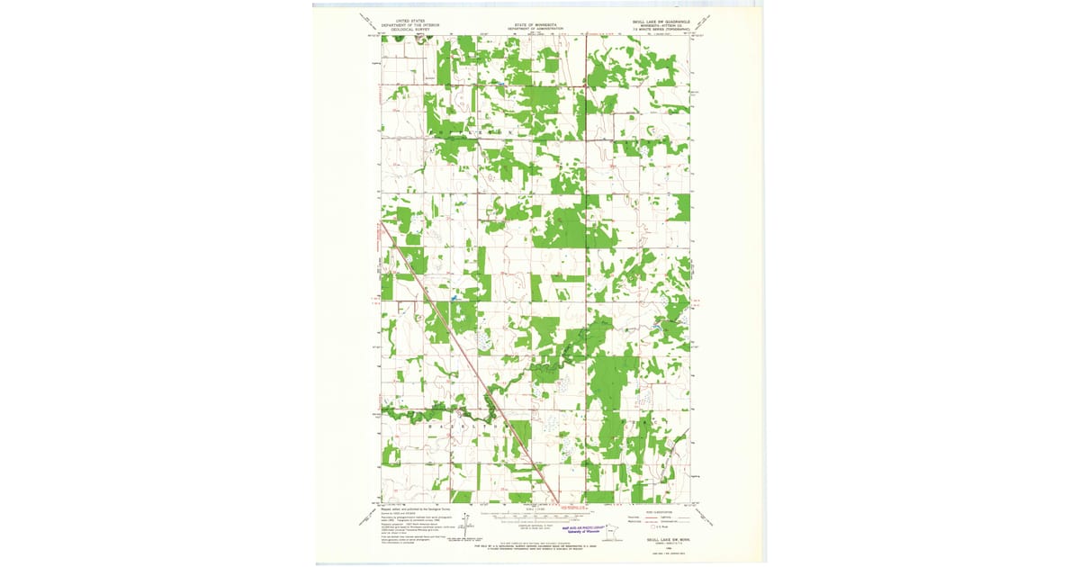1966 Map of Skull Lake SW, Kittson County, MN — High-Res | Pastmaps