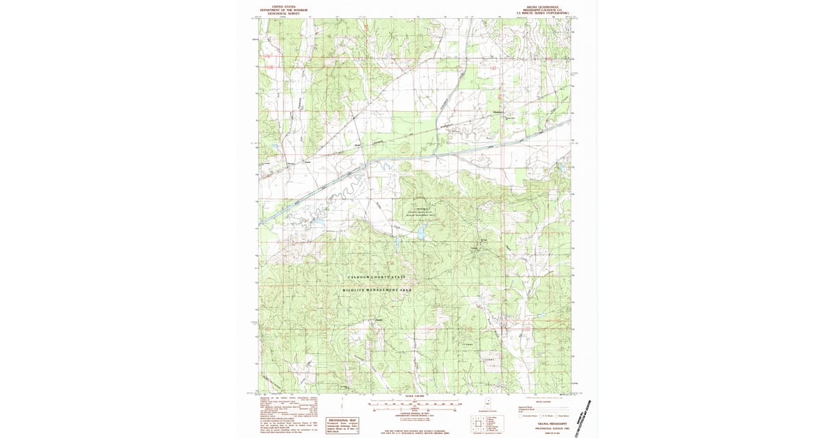1983 Map of Skuna, Calhoun County, MS — High-Res | Pastmaps