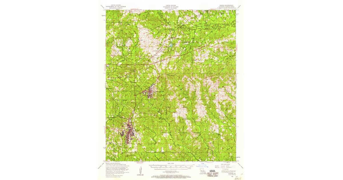 1954 Map of Slagle, Vernon Parish, LA — High-Res | Pastmaps