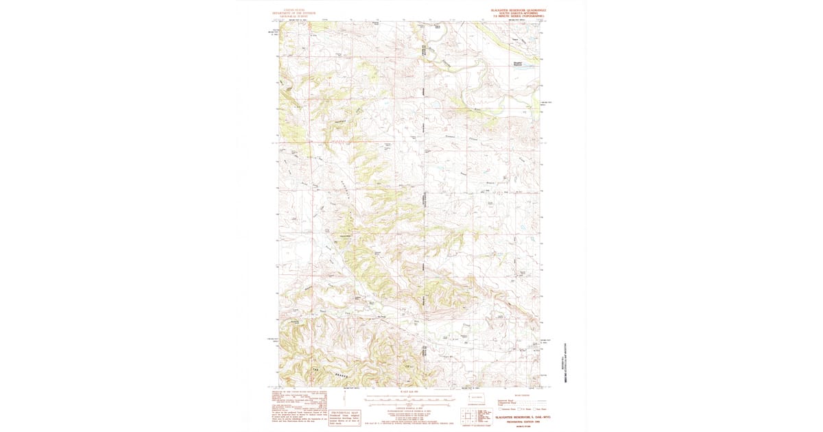1984 Map of Slaughter Reservoir, Butte County, SD — High-Res | Pastmaps
