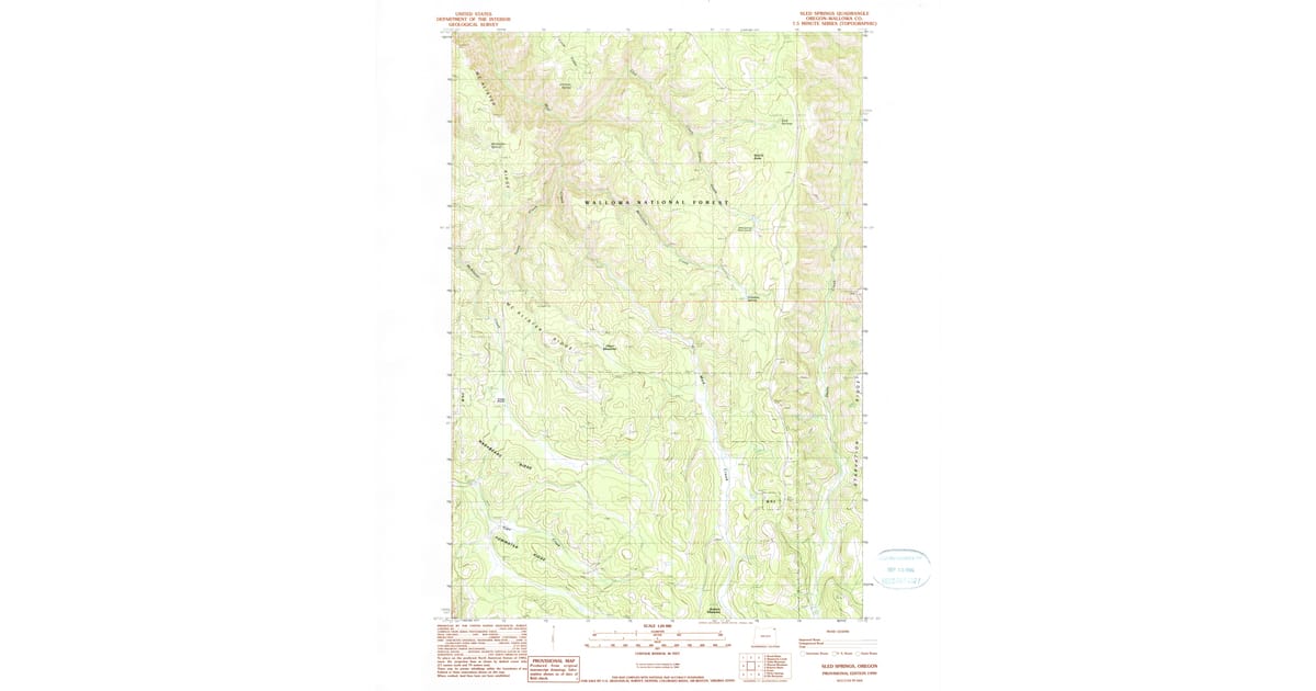 1990 Map of Sled Springs, Wallowa County, OR — High-Res | Pastmaps